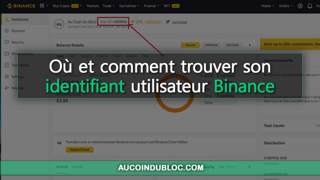 Binance user ID, où et comment le trouver cet identifiant