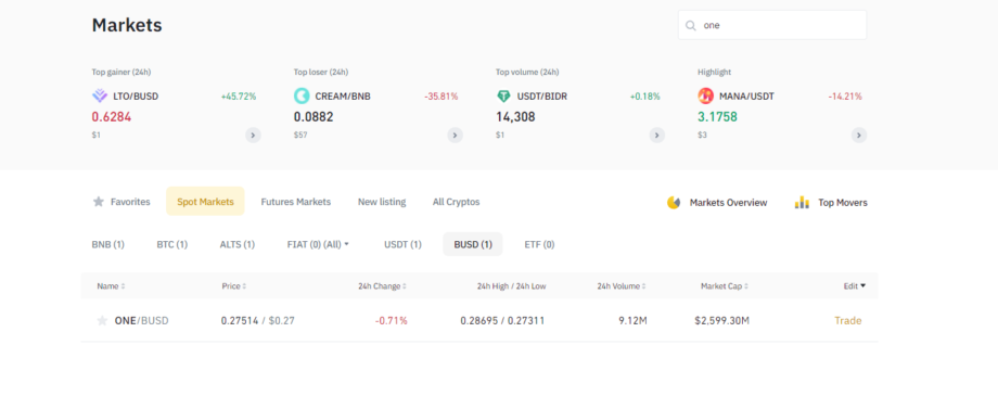 Comment déposer des jetons ONE de Binance vers Metamask Comment déposer des jetons ONE de Binance vers Metamask