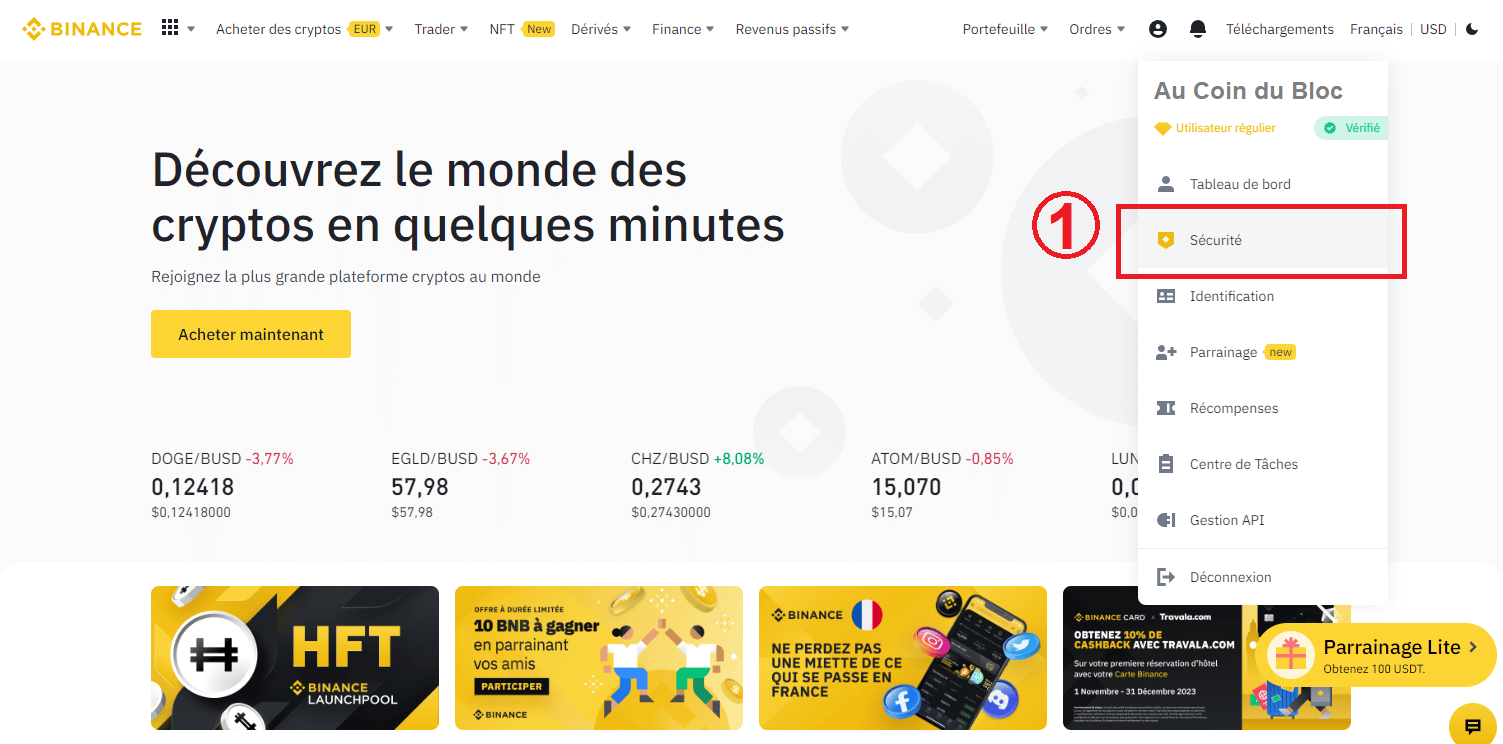 Guide : Activer l'authentification 2FA sur Binance - Au Coin du Bloc