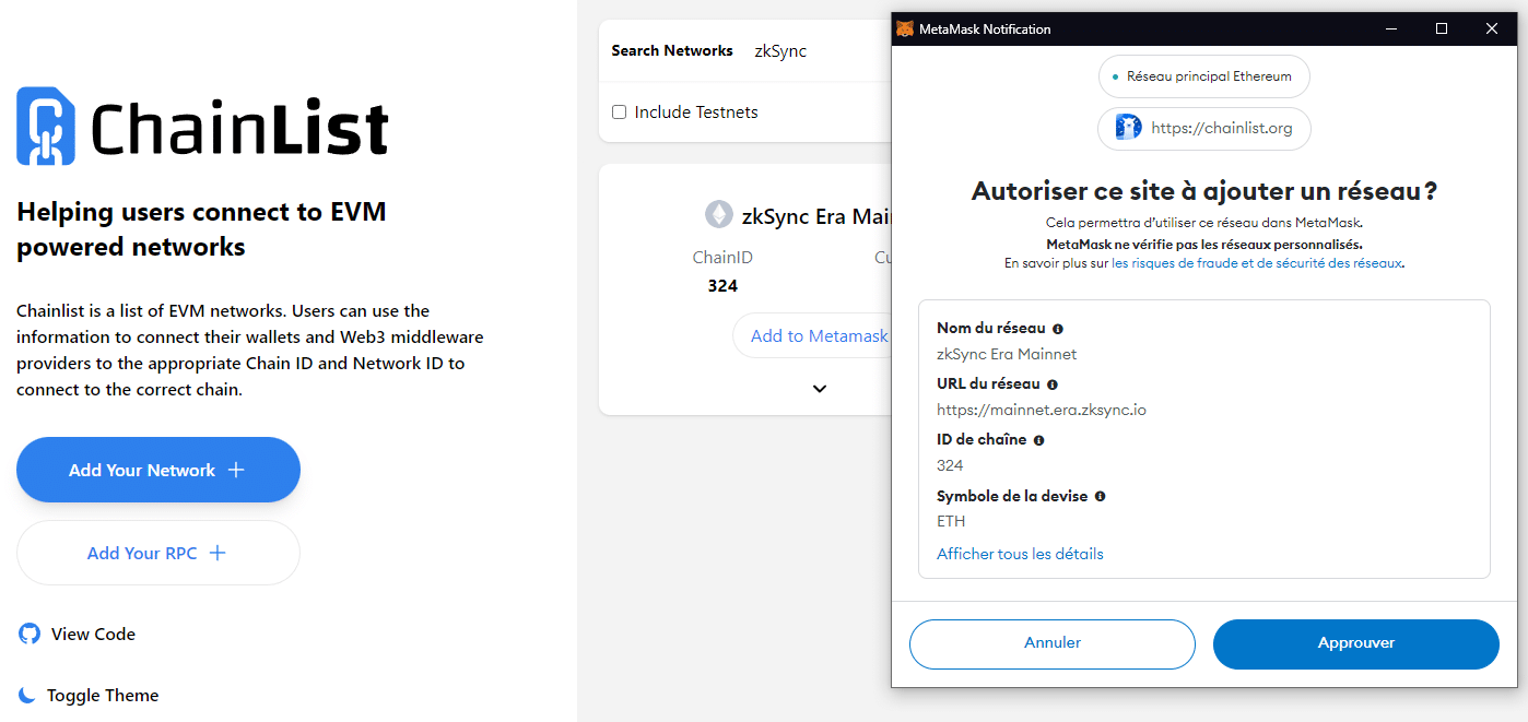 Guide : Configurer le layer 2 zkSync avec le portefeuille MetaMask